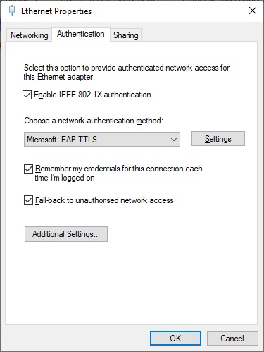 TTLS – windows – University ICT services